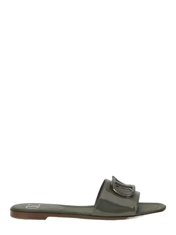 Valentino Garavani Vlogo Signature Patent Leather Slide Sandals - Green