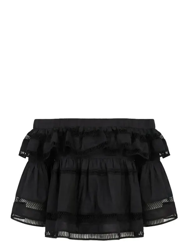 CHRISTY LYNN Angela Ruffled Off-the-shoulder Top - Black