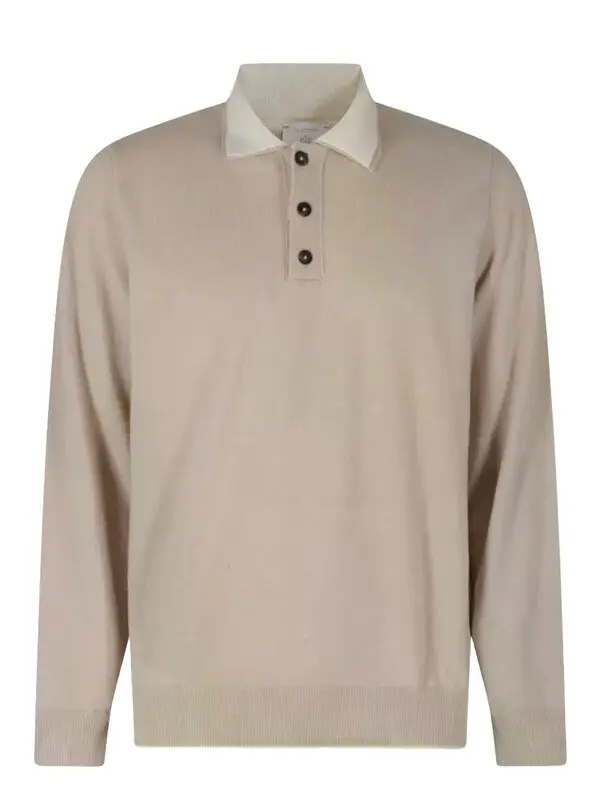 Eleventy Long-sleeve Polo Shirt - Neutrals