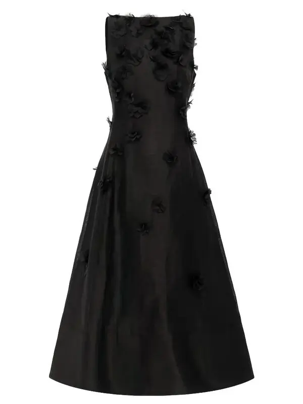 LEO LIN Cleo Petal-embellished Midi Dress - Black