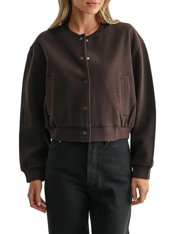 ALL IN FAVOR Snap-front Bomber Jacket - Chocolate