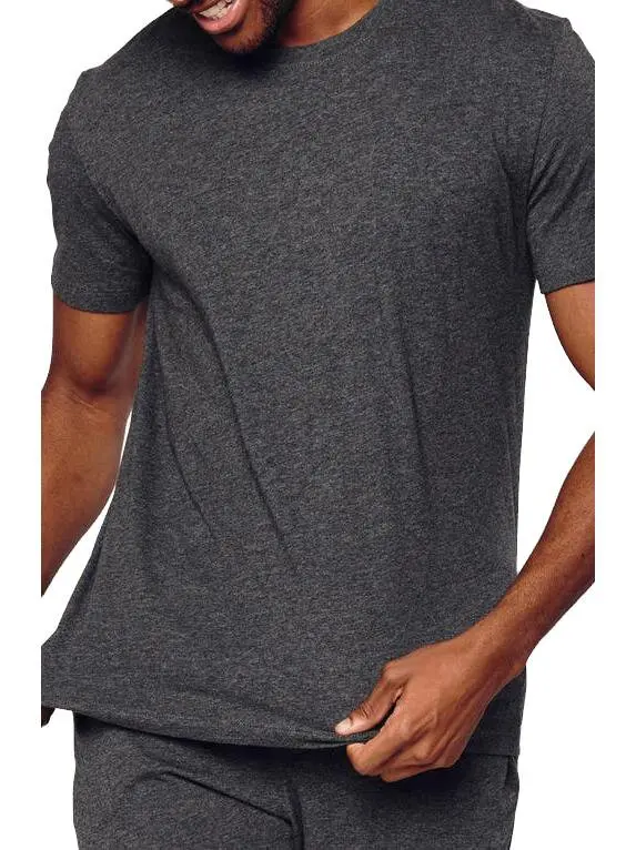 PETITE PLUME Crewneck Pima Cotton Short Sleeve Pajama T-shirt - Grey