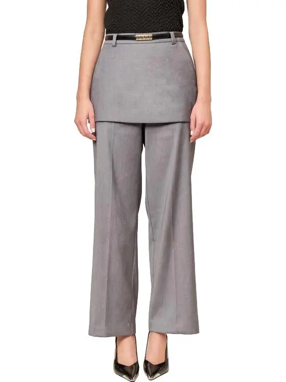 MAUDE CLUB Roxy Layered Waist Wide Leg Pants - Grey