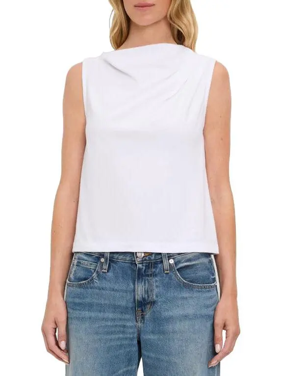 Michael Stars Asymmetric Pleated Cotton Top - White