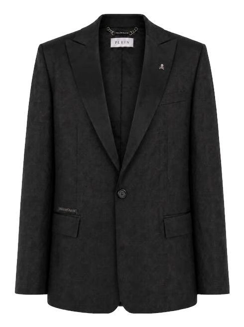 Philipp Plein Jacquard Blazer Regular Fit Monogram - Black