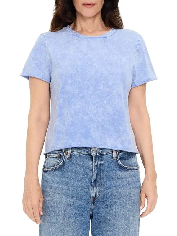 Michael Stars Jackie Raw Edge Crewneck T-shirt - Sky