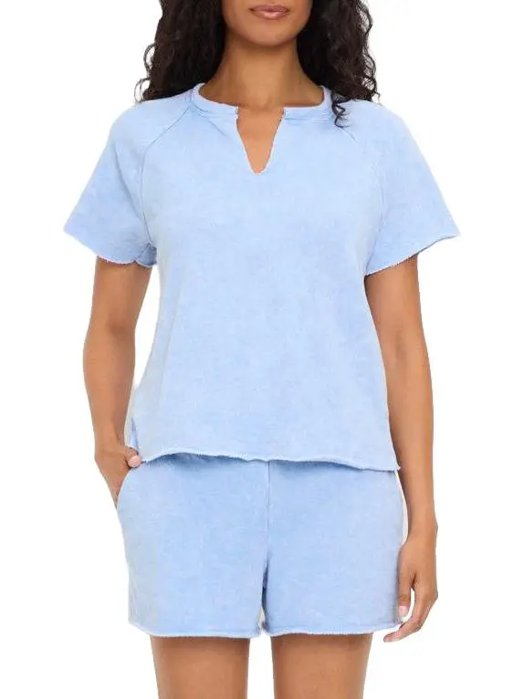 Michael Stars Jessie Notched Neck T-shirt - Sky