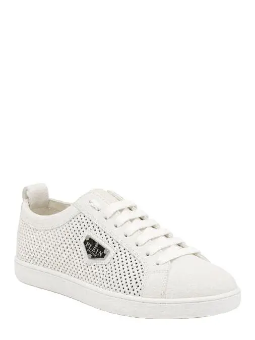 Philipp Plein Perforated Suede Low-top Sneakers - Offwhite