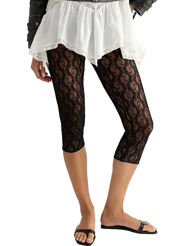 Only Hearts Stretch Lace Capri Tights - Black