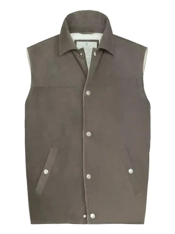 Brunello Cucinelli Suede Down Vest - Grey