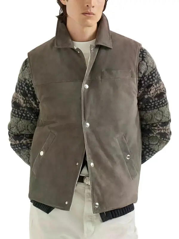 Brunello Cucinelli Suede Down Vest - Grey