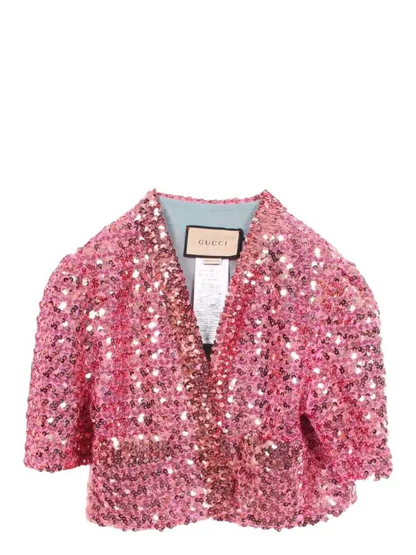 Gucci Sequined Cropped Jacket - Pink