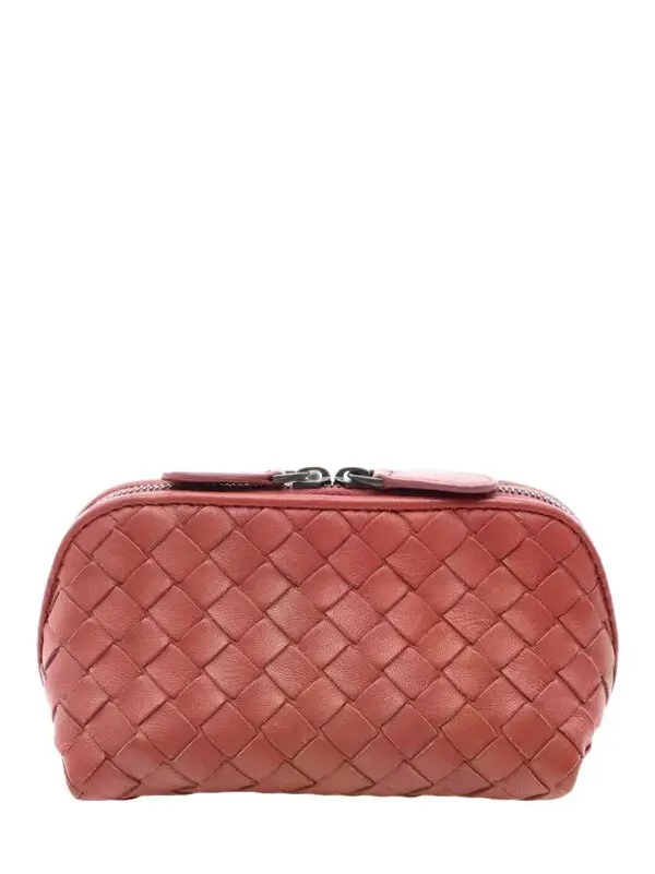 Bottega Veneta 2010s Intrecciato Makeup Bag - Red