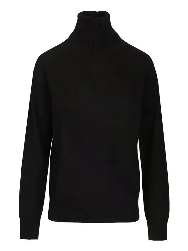 Emporio Armani Embroidered Cashmere Roll Neck Sweater - Black