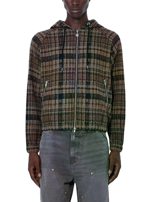 BOTT Checked Zip-up Hoodie - Brown