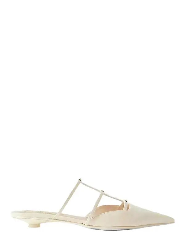 Valentino Garavani Rockstud Embellished Leather Mules - Neutrals