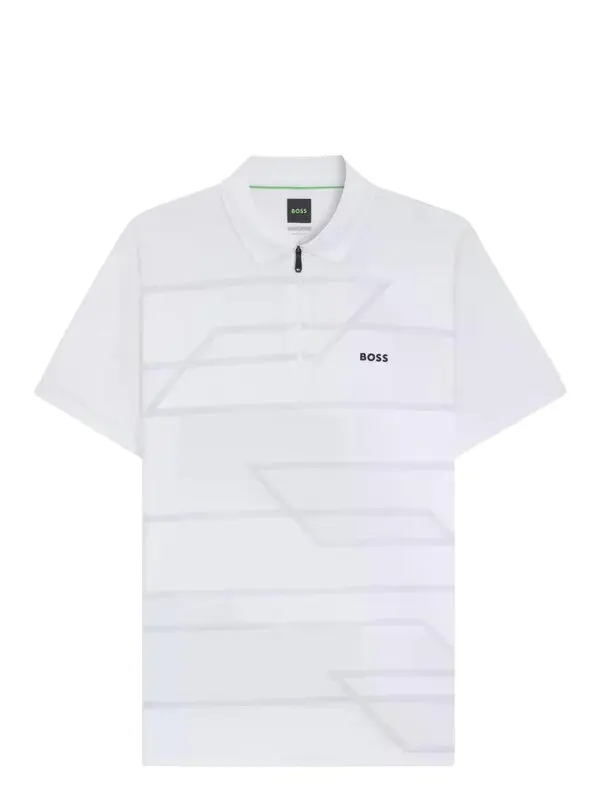 BOSS Geometric-pattern Zipped Polo Shirt - White