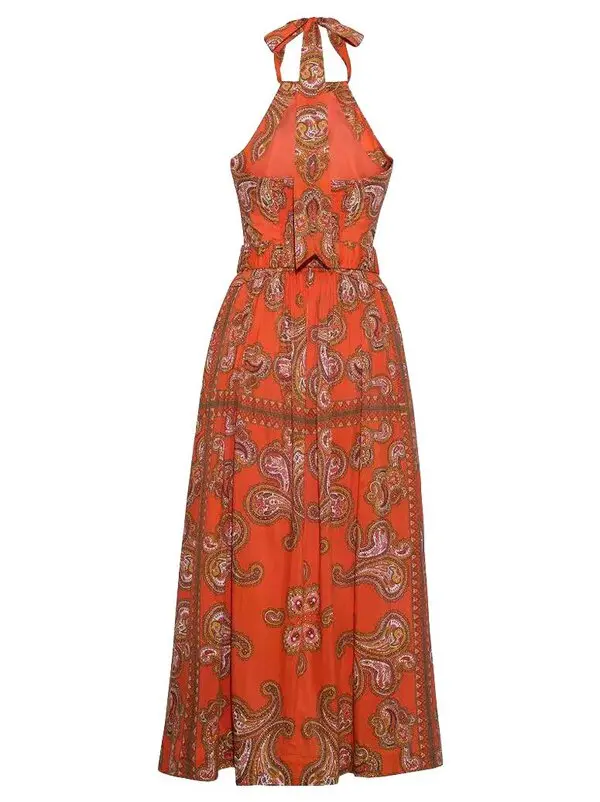 Cara Cara Dena Paisley-print Belted Maxi Dress - Orange