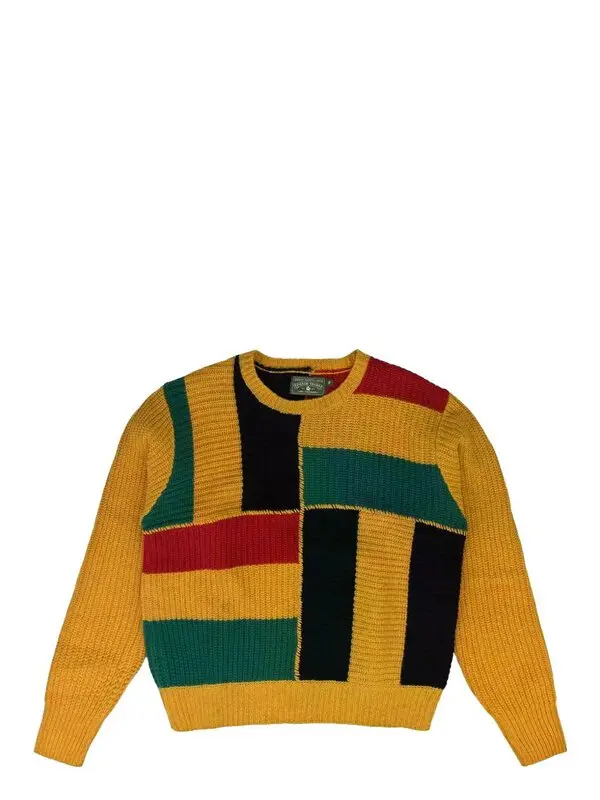 DENIM TEARS Trifecta Patchwork Knit Sweater - Yellow