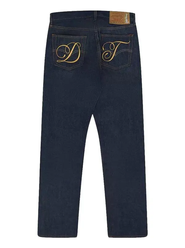DENIM TEARS Embroidered Straight Leg Jeans - Blue