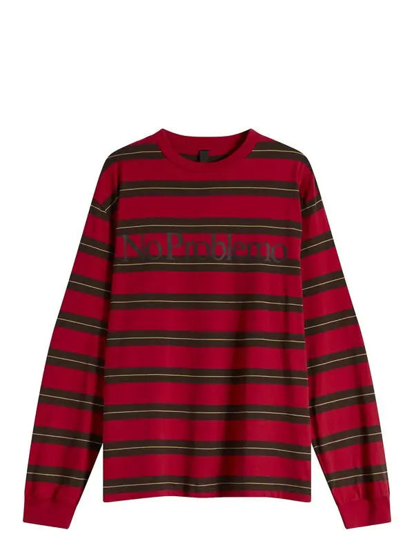 NO PROBLEMO Striped Ls T-shirt - Red