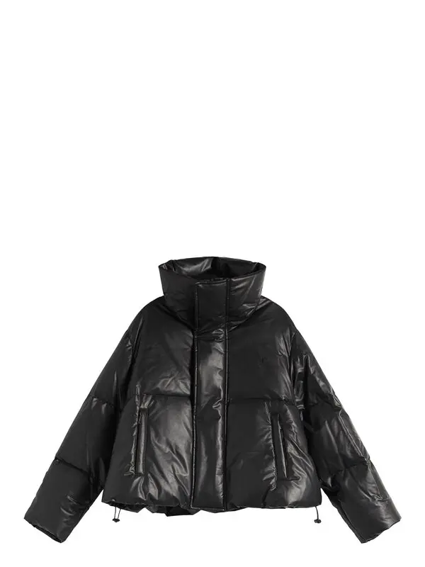 MAISON MARGIELA Faux Leather Padded Cropped Jacket - Black
