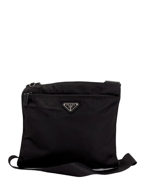 Prada Tessuto Flat Messenger Bag - Black