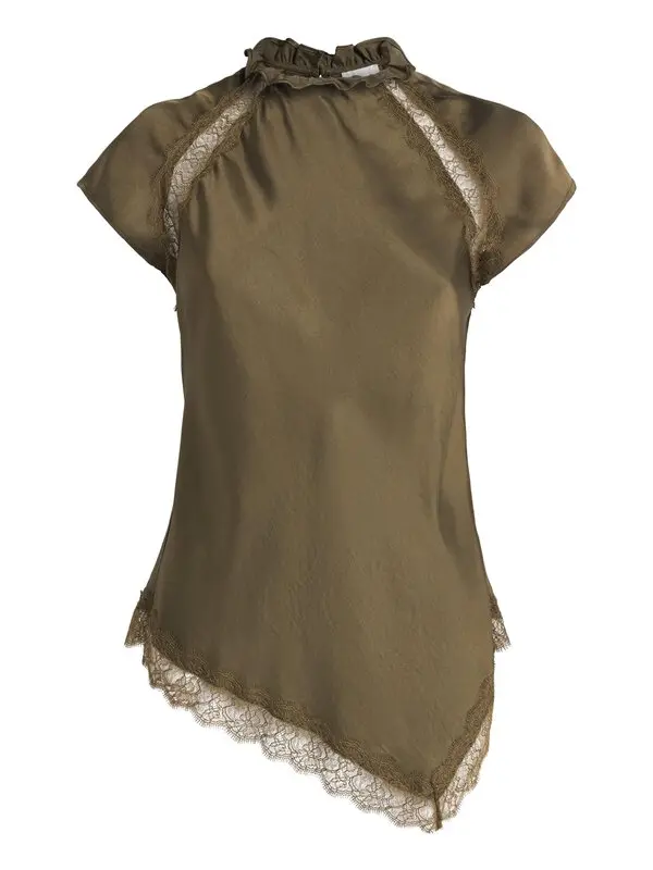 Claudie Pierlot Lace-trim Asymmetric Top - Brown