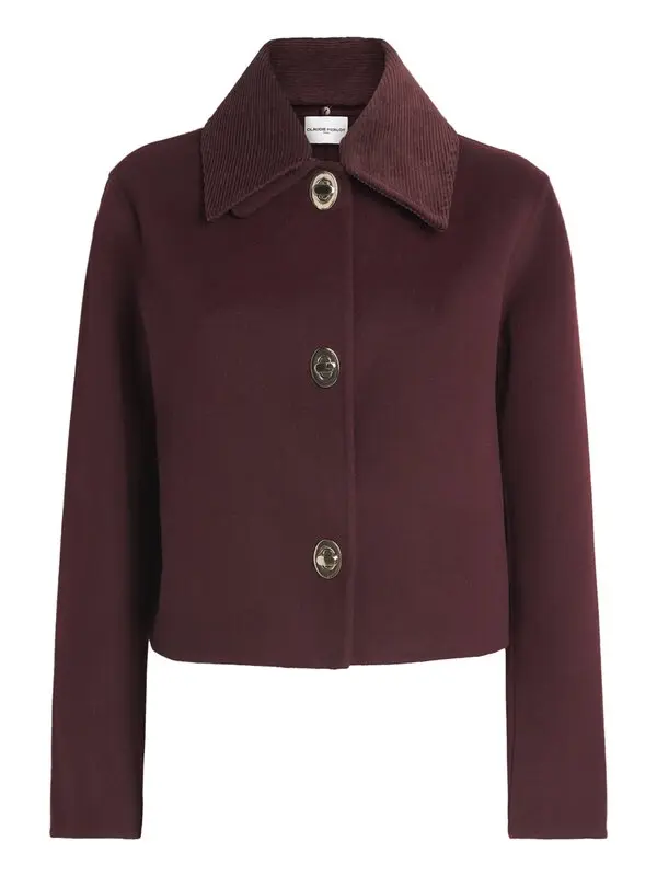 Claudie Pierlot Cropped Wool-blend Corduroy Jacket - Red