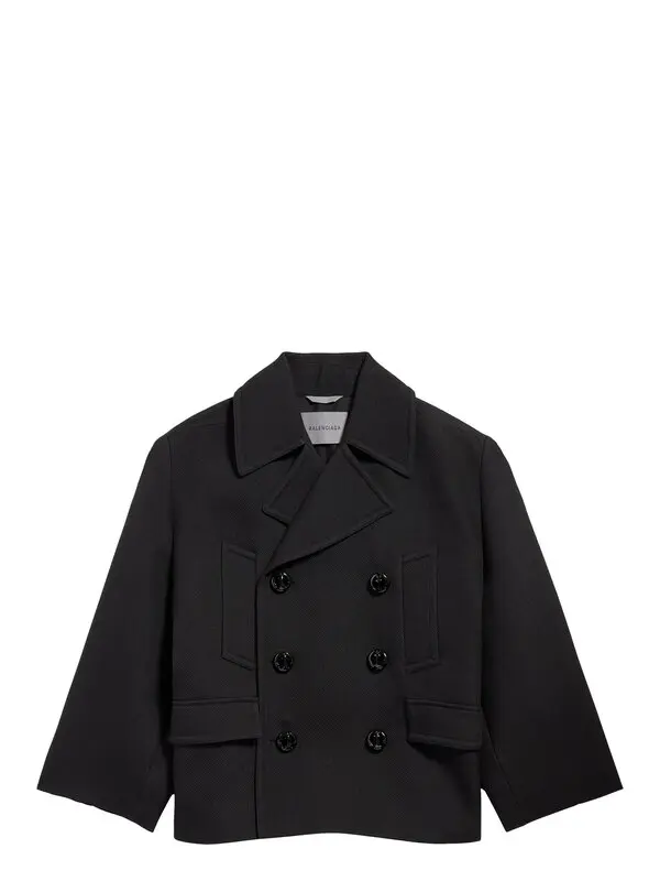 Balenciaga Double-breasted Wool Peacoat - Black