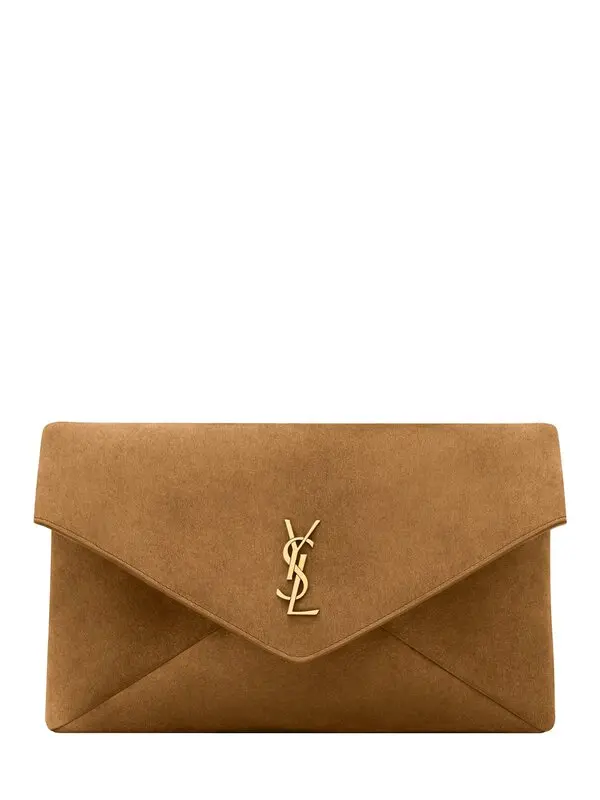 Saint Laurent Large Cassandre Envelope Pouch - Beige