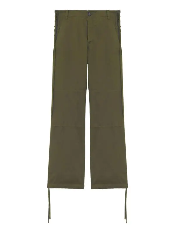 Alexander McQueen Lace-up Cotton Twill Trousers - Green