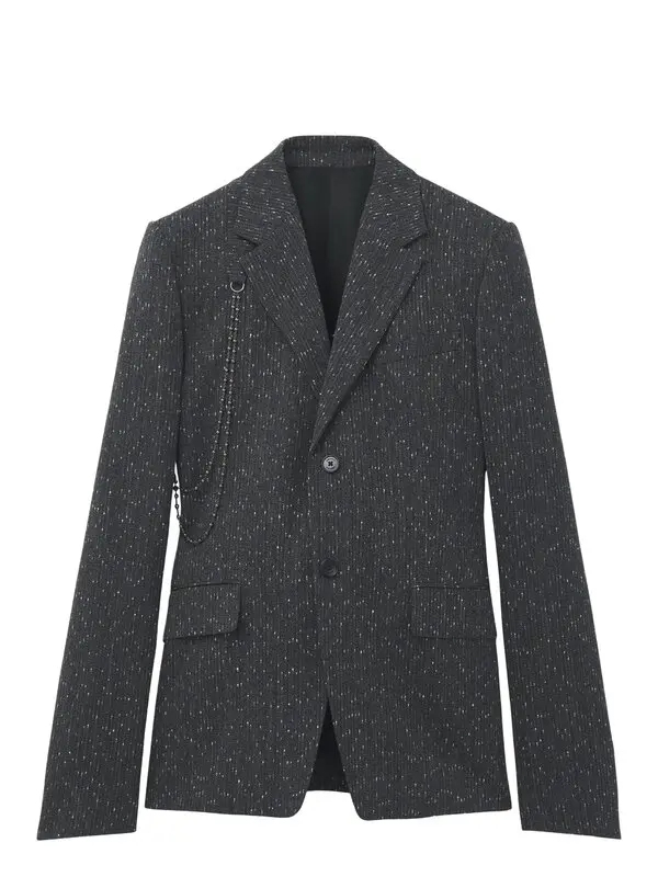 Alexander McQueen Stripe Embellished Blazer - Black