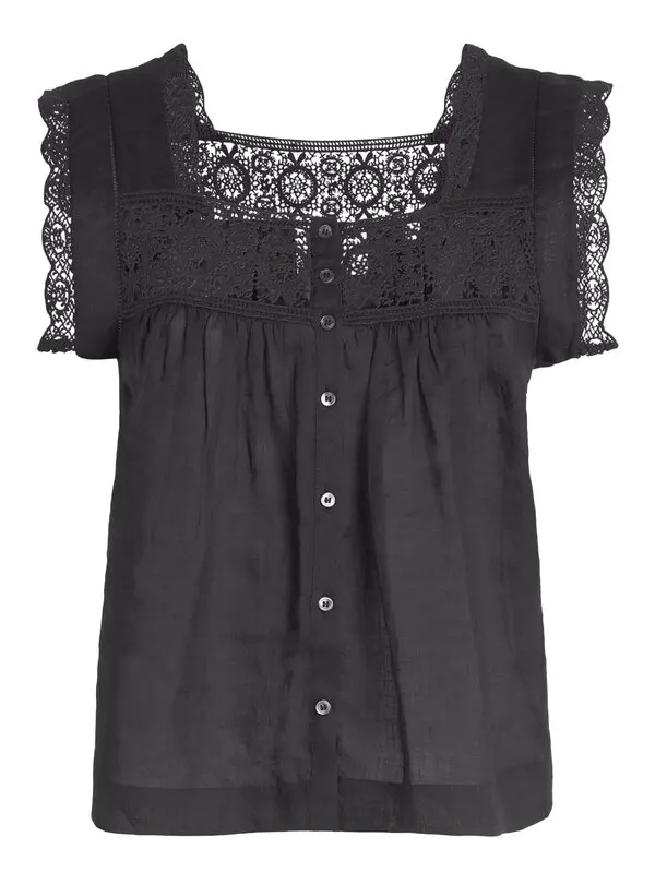 Citizens Of Humanity Ramie Mia Embroidered Blouse - Black