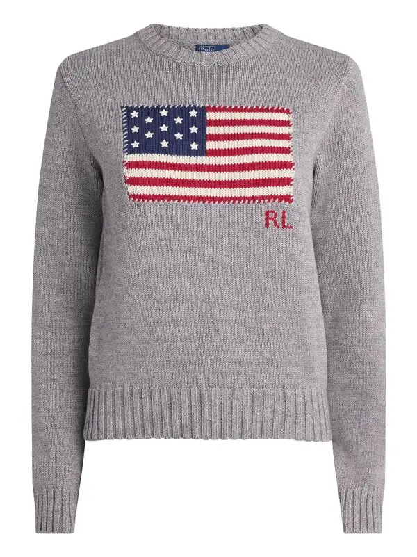 Polo Ralph Lauren Cotton American Flag Sweater - Grey
