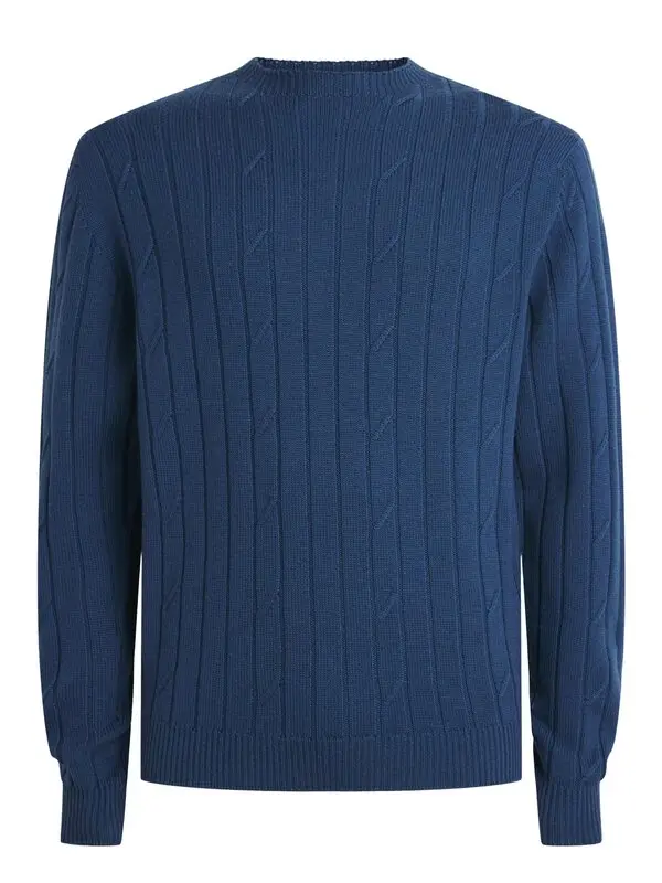 John Smedley Wool Cable Knit Sweater - Blue