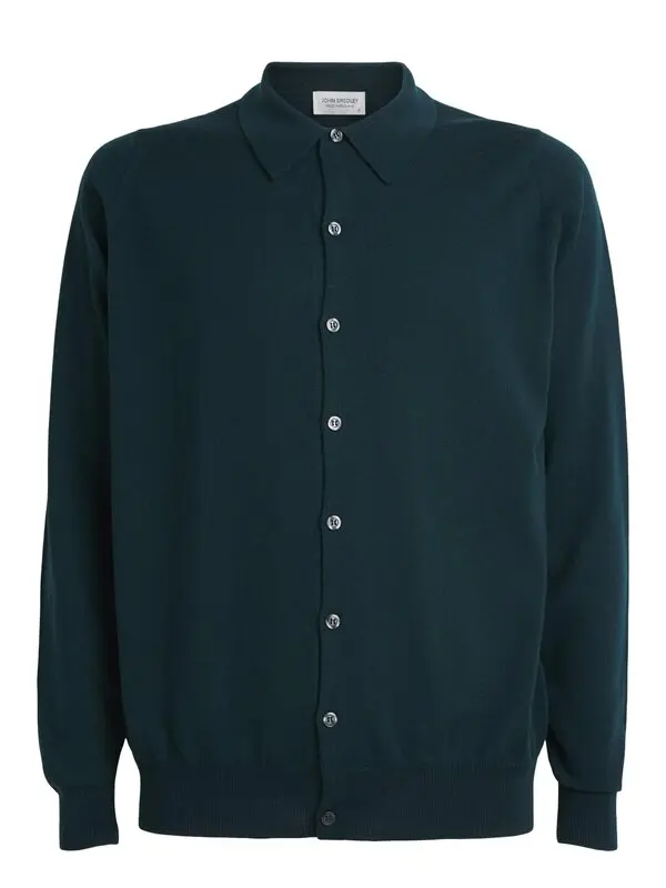 John Smedley Extra Fine Merino Wool Tibor Shirt - Green