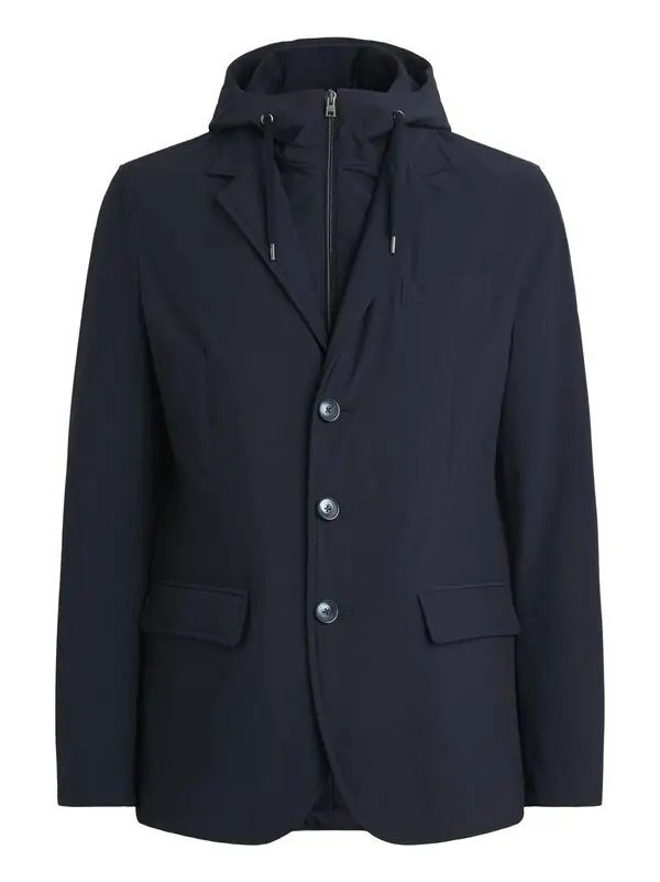 Herno Hooded Blazer Jacket - Blue