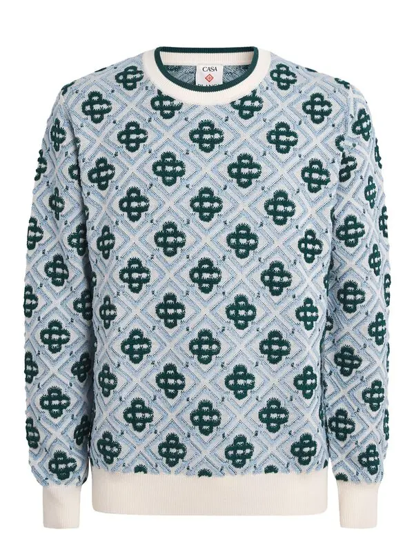 Casablanca Wool Monogram Crewneck Sweater - Blue