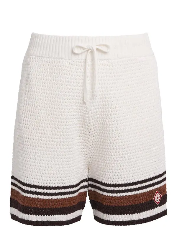 Casablanca Crochet Stripe Shorts - White