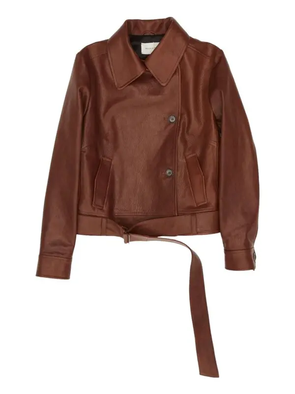 Magda Butrym Belted Leather Jacket - Brown