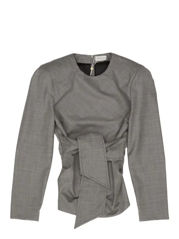 Magda Butrym Detailed Fitted Blouse With Back Tie - Grey