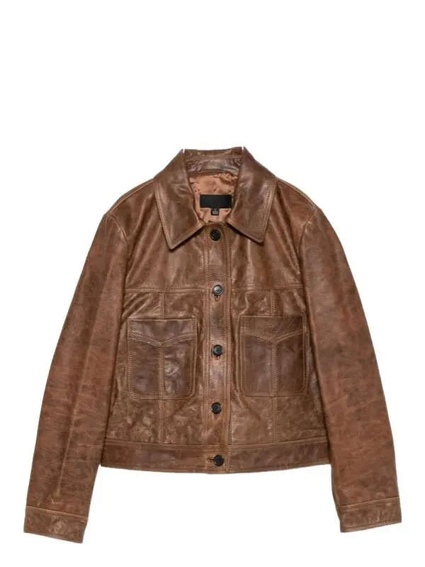 NILI LOTAN Leather Jacket - Brown