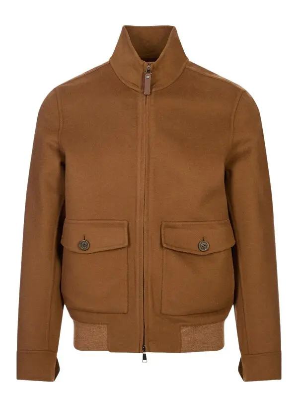 Canali Stand-up Collar Casual Jacket - Brown