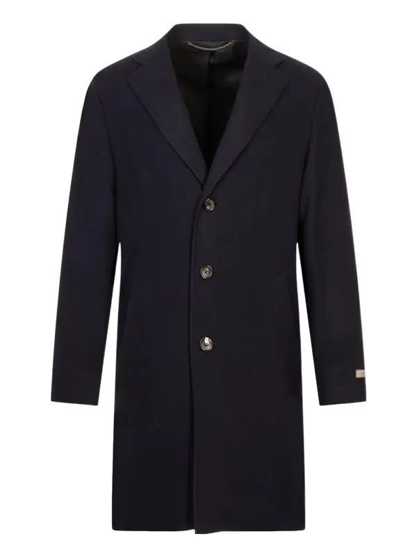 Canali Long Sleeved Button Closure Coat - Black
