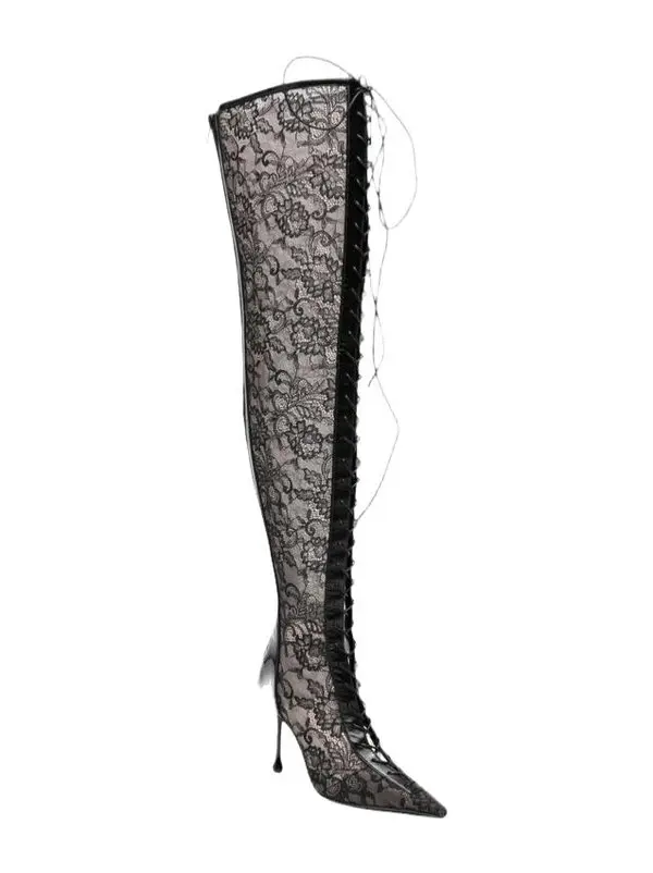JIMMY CHOO Scarlett Lace Up Over-the-knee Stiletto Boots - Black