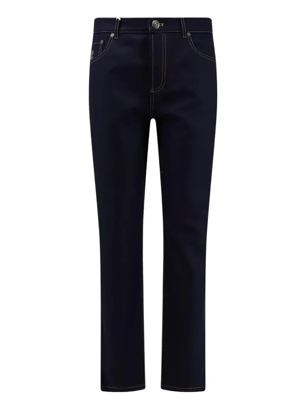 Brunello Cucinelli Contrast-stitch Logo-embroidered Trousers - Black