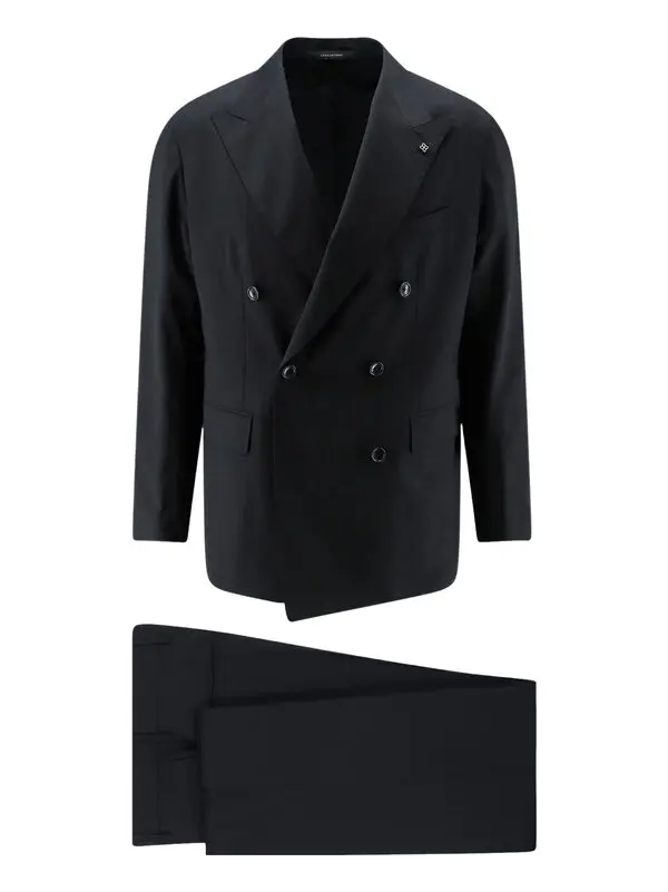 Tagliatore Long-sleeve Double-breasted Suit Jacket And Trousers Two-piece Set - Blue