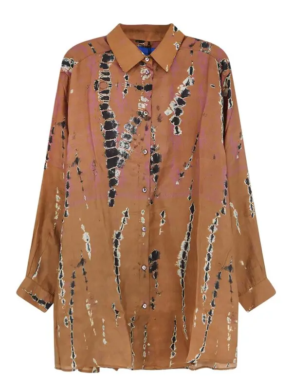 MES DEMOISELLES Long-sleeved Shirt With Lapel Collar - Brown