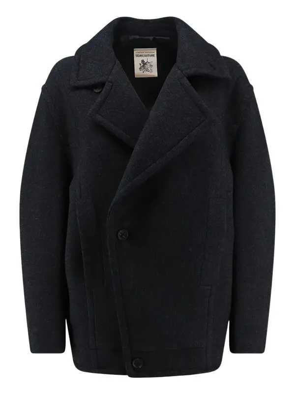 SEMICOUTURE Long-sleeved Coat With Wide Lapels - Grey